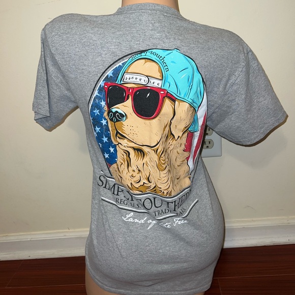 Simply Southern | Tops | Simply Southern Womens Gray Dog Logo Short ...